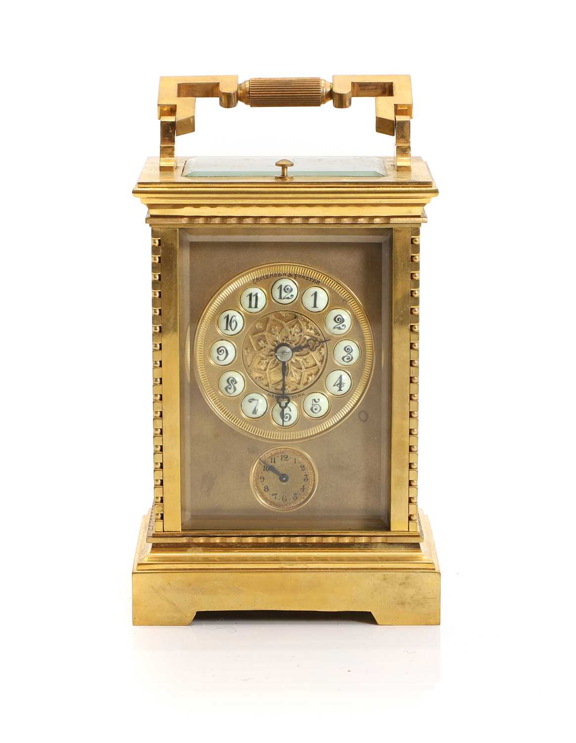 Lot 208 - A brass repeating carriage clock,