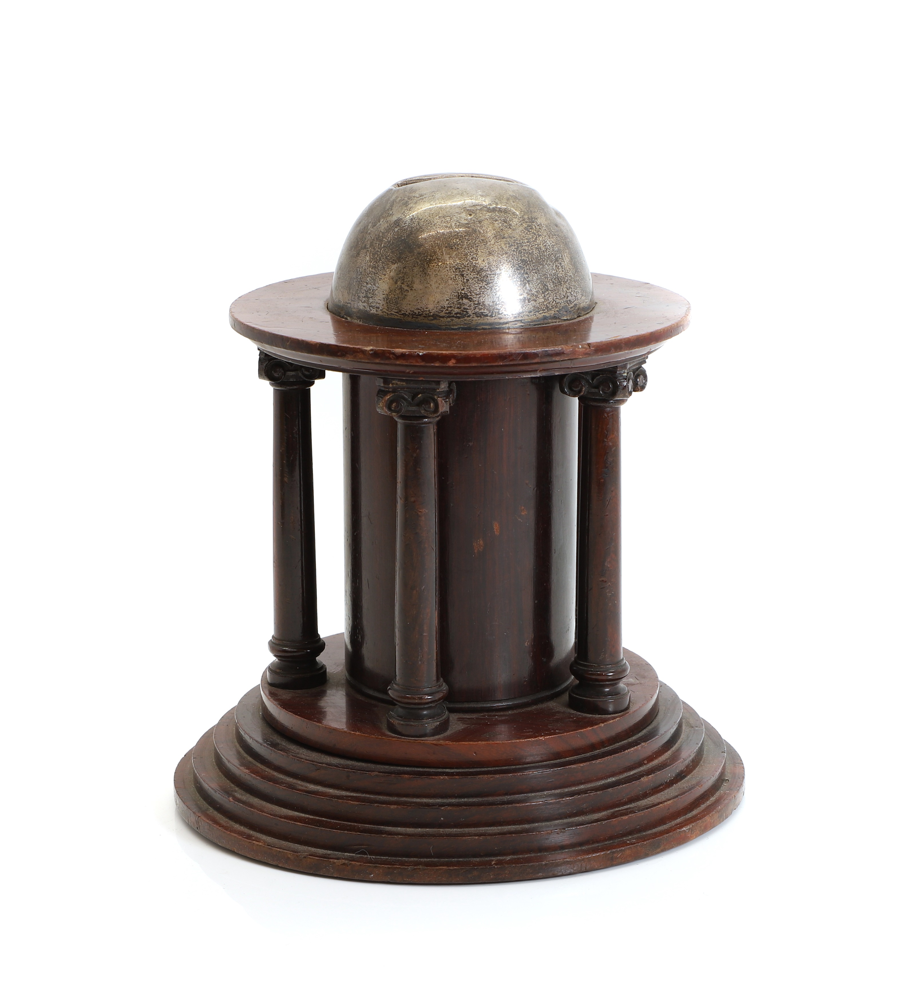 Lot 3 - A mahogany and silver mounted ballot box,