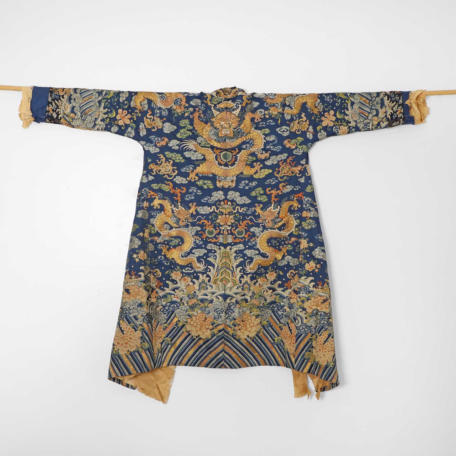 Lot 161 - A Chinese embroidered dragon robe,