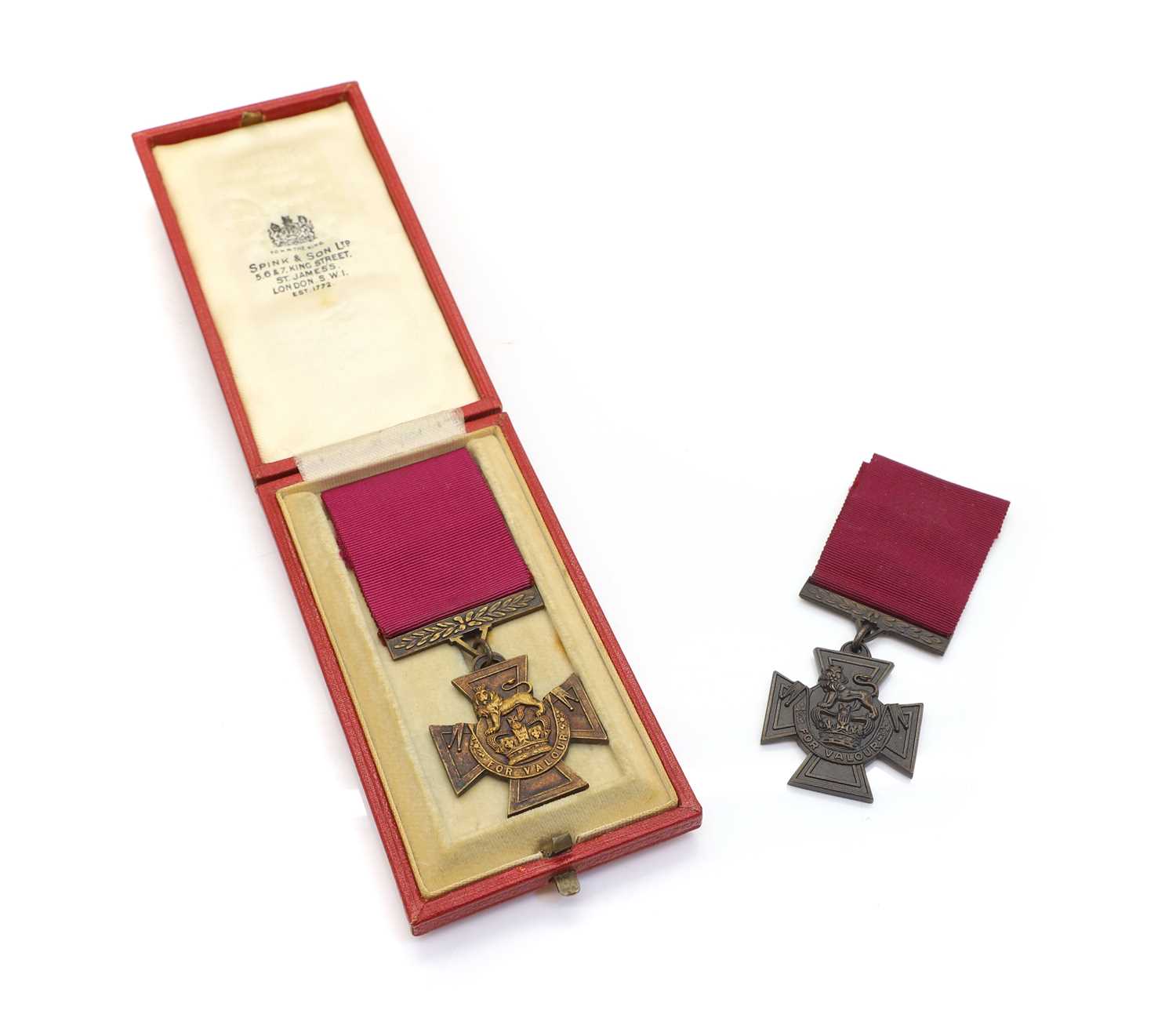 Lot 160 - Two reproduction Victoria Cross medals,