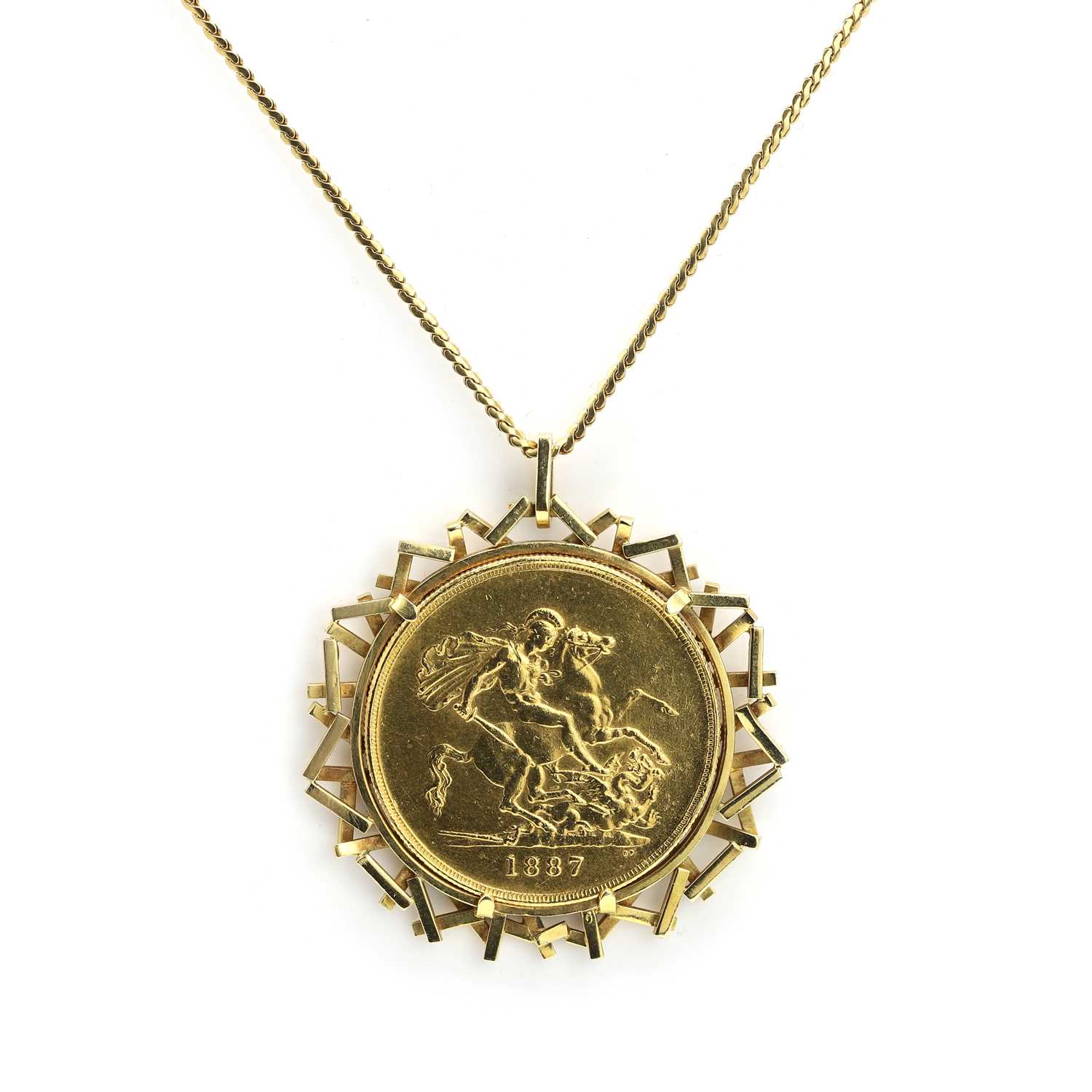 Lot 264 - A quintuple sovereign coin pendant,