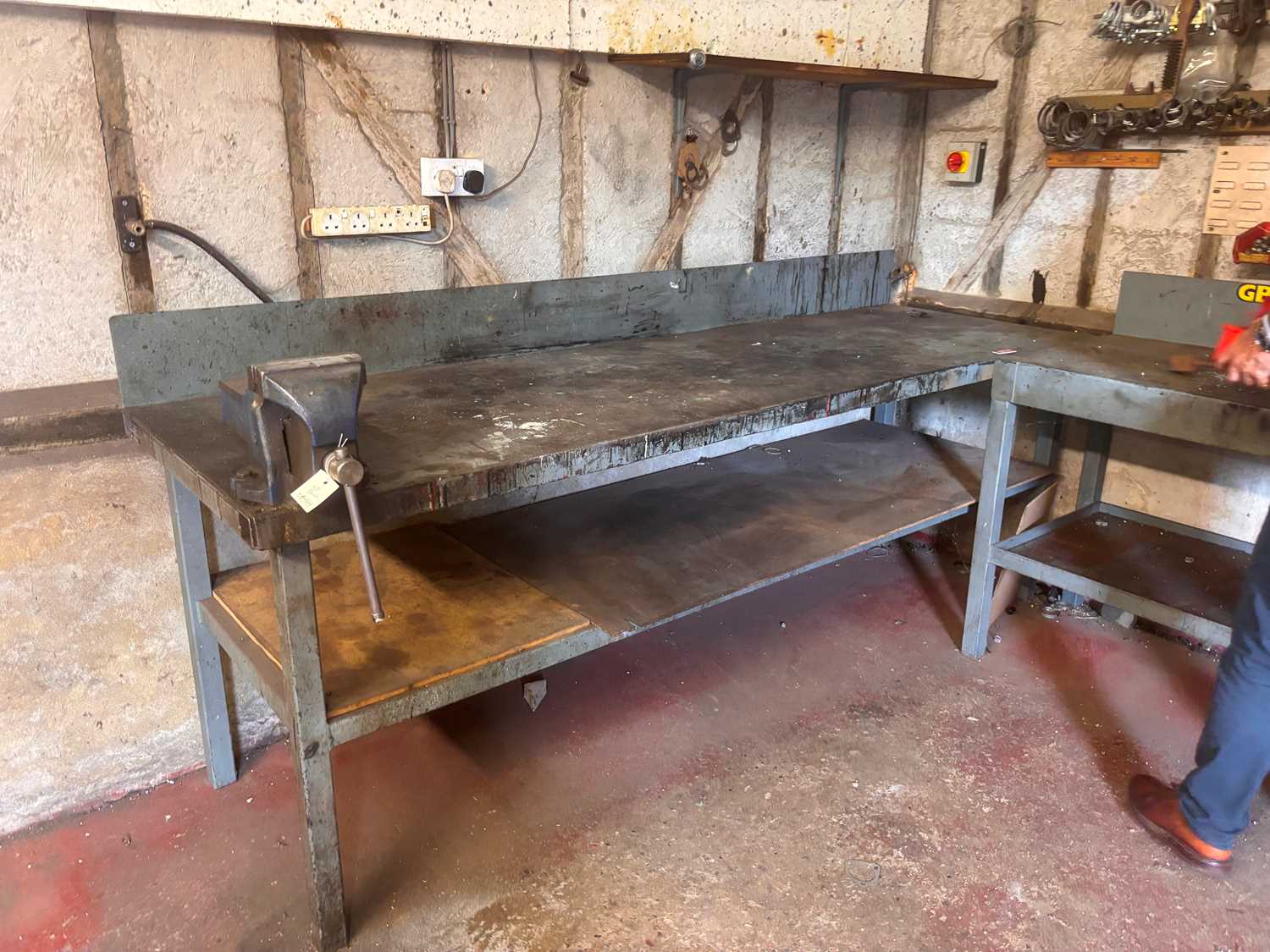 Lot 156 - A steel workshop bench,