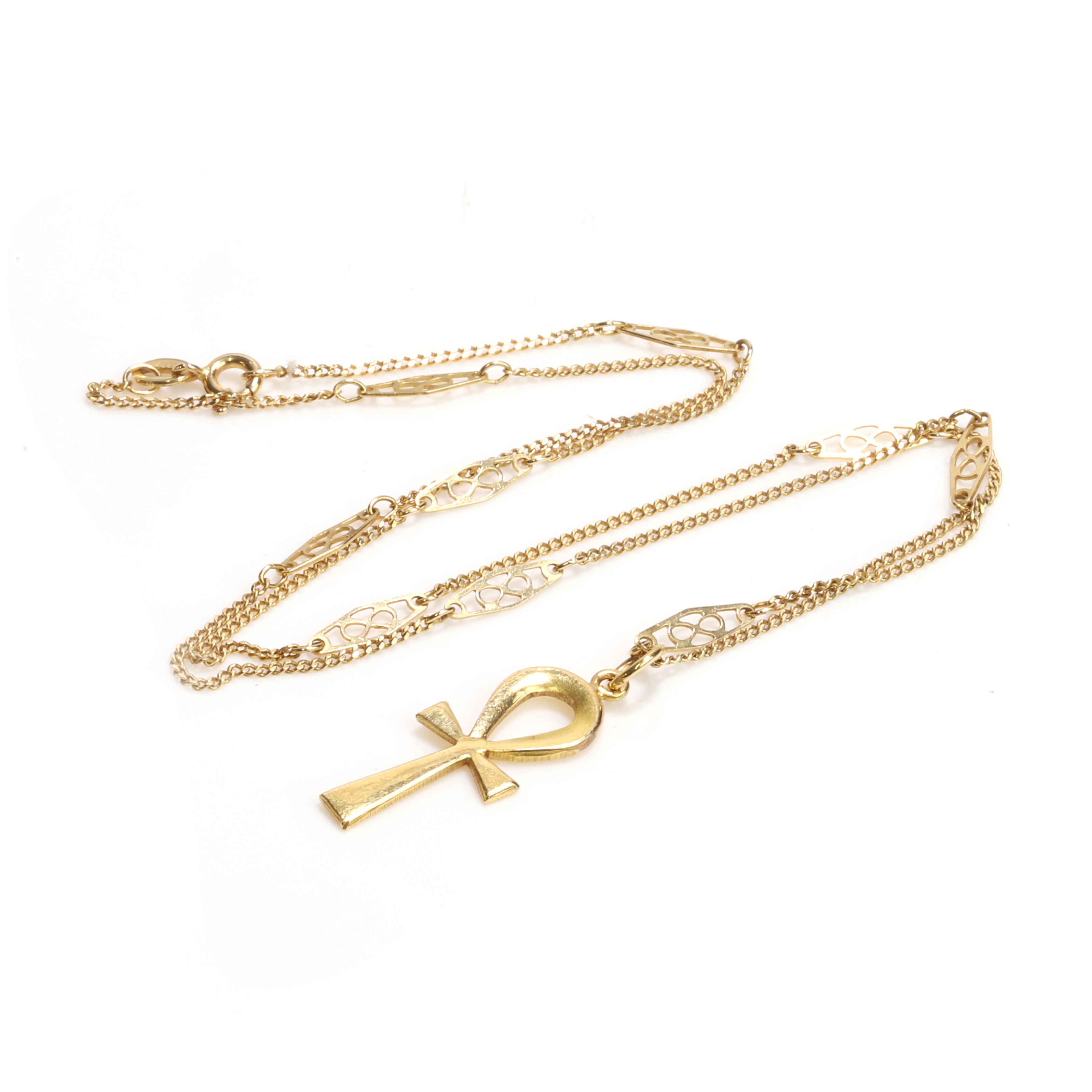 Lot 1069 - A gold ankh pendant,