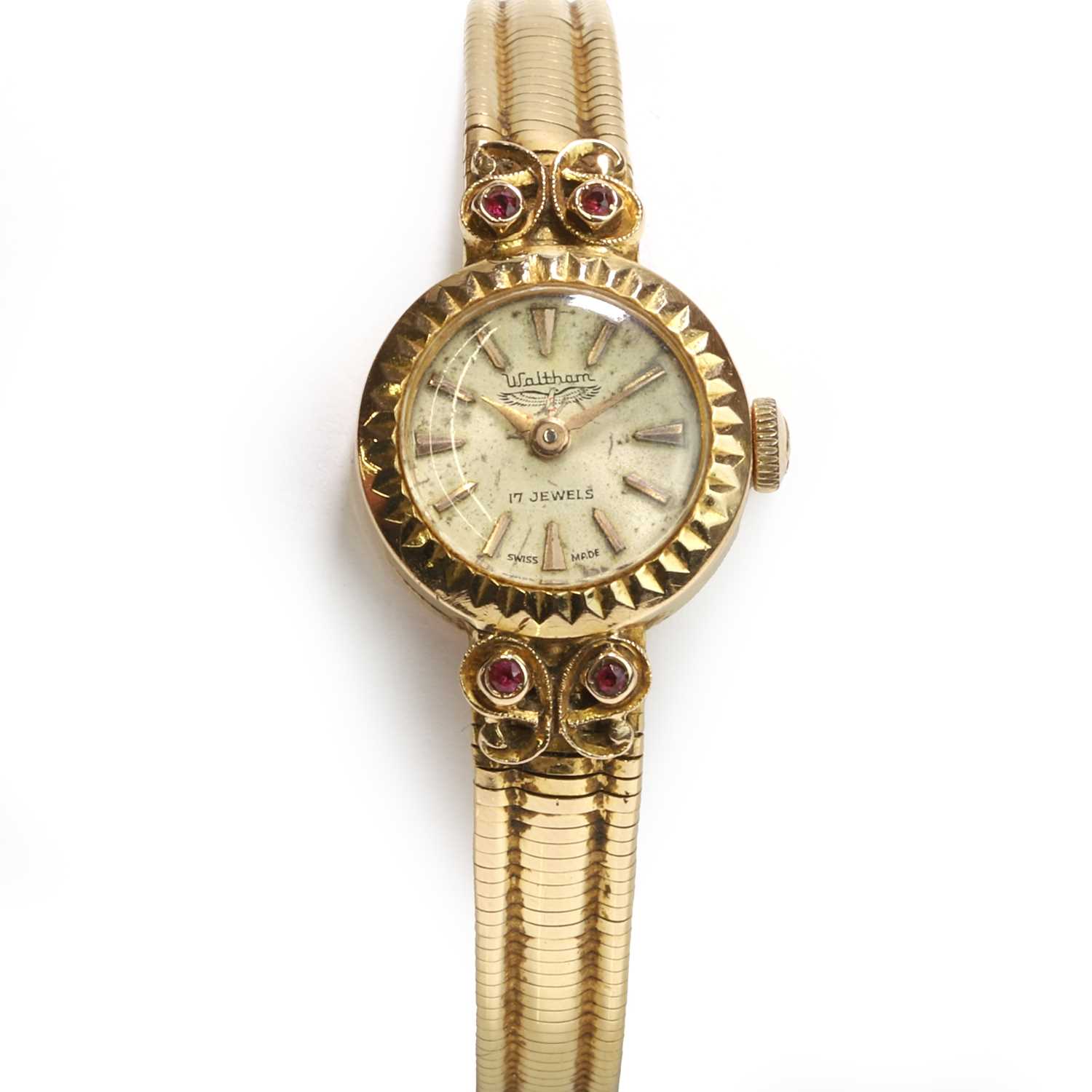 Lot 1310 - A ladies' gold Waltham mechanical bracelet